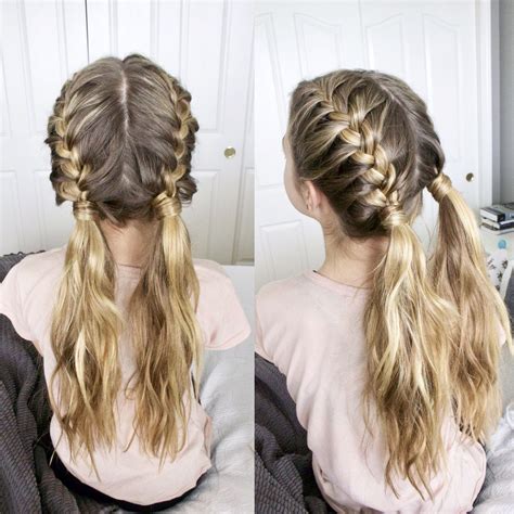 2023 Latest Romantic Curly And Messy Two French Braids Hairstyles
