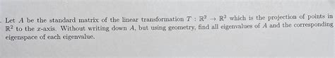 Solved Let A Be The Standard Matrix Of The Linear
