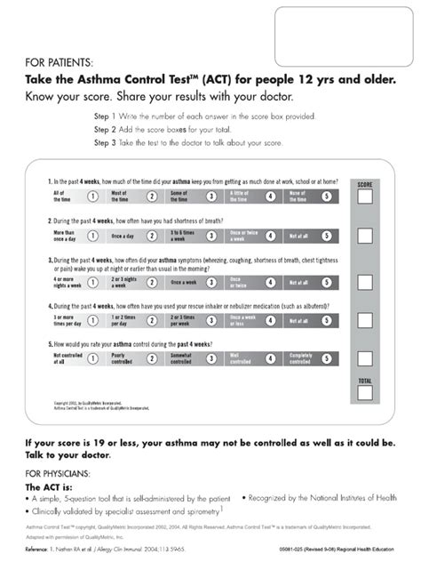 Asthma Control Test Adult Pdf