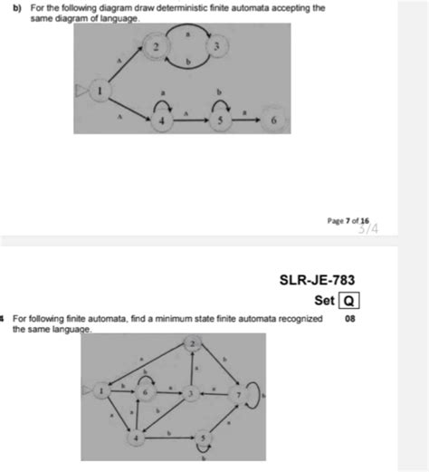 B For The Following Diagram Draw Deterministic Finite Automata Accepting
