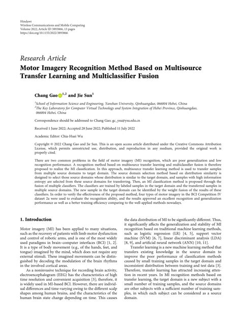 Pdf Motor Imagery Recognition Method Based On Multisource Transfer Learning And
