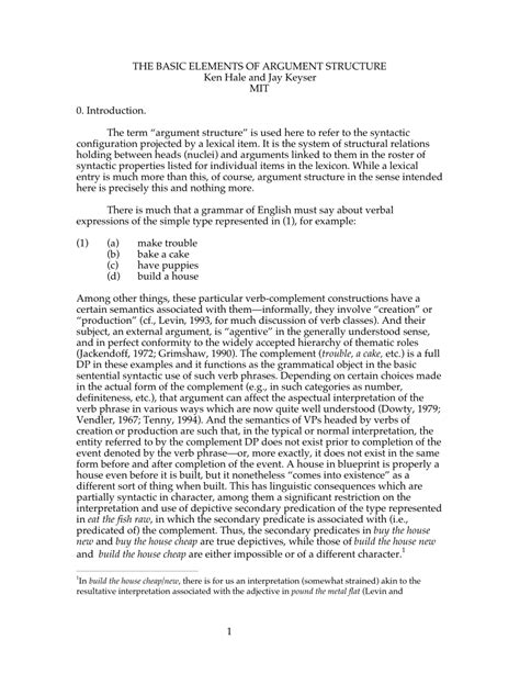 Pdf The Basic Elements Of Argument Structure