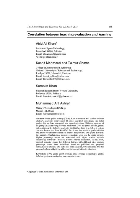 Pdf Correlation Between Teaching Evaluation And Learning