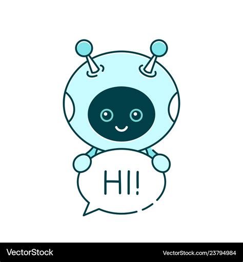Cute Smiling Robotchat Bot Say Royalty Free Vector Image