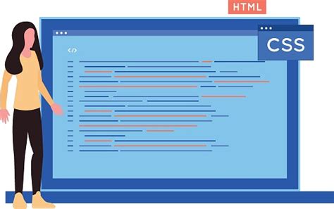 Girl Coding Css On Laptop Stock Illustration Download Image Now