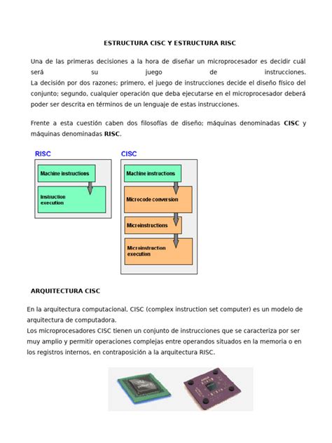 Estructura Cisc Y Estructura Risc Pdf Microprocesador Unidad Central De Procesamiento