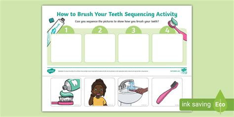 How To Brush Your Teeth Sequencing Activity Twinkl