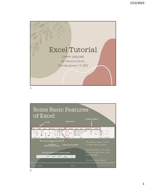excel tutorial 2023 excel tutorial chem 2400 dr maryanne stones