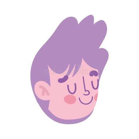 Young Man Face Male Character Cartoom Isolated Design Stock Vector