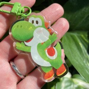 Yoshi Keyring Nintendo Inspired Fanart Videogames Acrylic Etsy