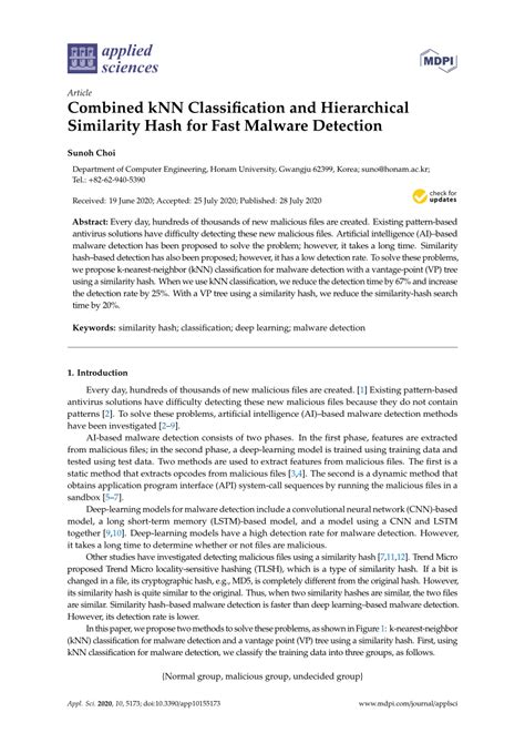 [pdf] Combined Knn Classification And Hierarchical Similarity Hash For Fast Malware Detection