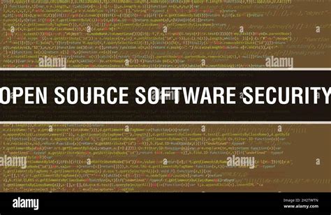 open source software security concept with random parts of program code open source software