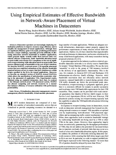 Pdf Using Empirical Estimates Of Effective Bandwidth In Network Aware Placement Of Virtual