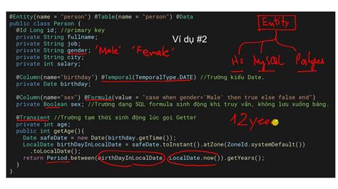 spring boot jpa giải thích 2 annotation transient và formula youtube