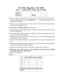 5 Problems On Algorithms In Theory Of Computation Final Exam CS 373