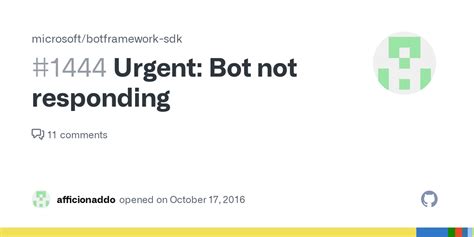 urgent bot not responding · issue 1444 · microsoft botframework sdk