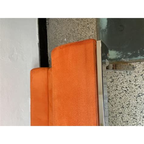 Lounge Chair In Orange Velor And Chrome Plated Frame Arctic 5 By Armen