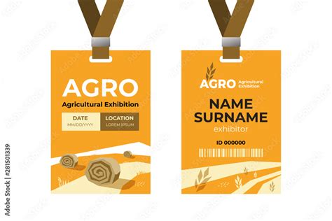 Vector Template Of Id Card With Strap Identity Card For Agricultural Exhibition Or Business