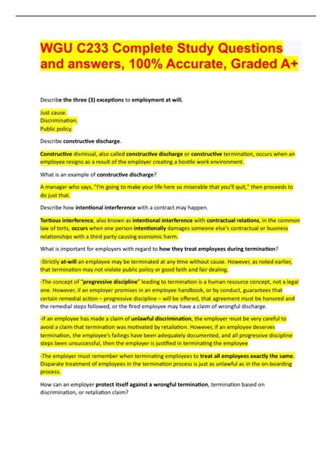 WGU C Complete Study Questions And Answers Accurate Graded A WGU C Stuvia US