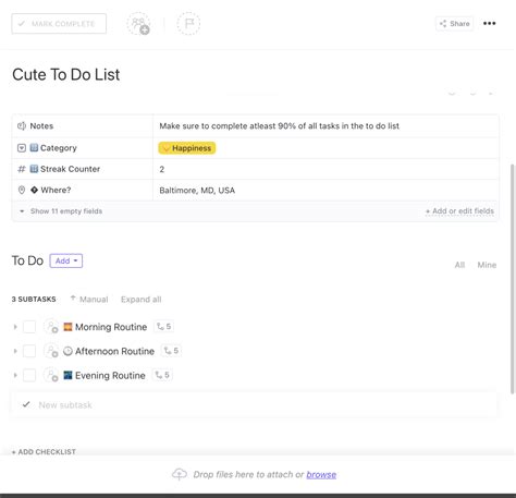 Clickup Task Template