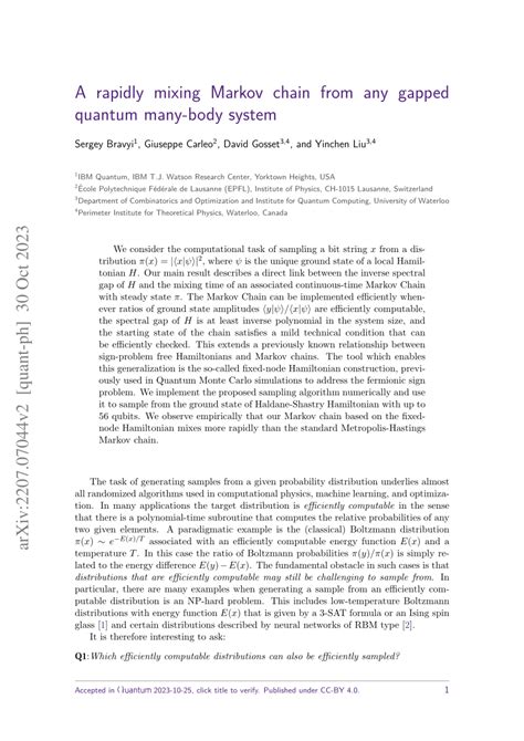 pdf a rapidly mixing markov chain from any gapped quantum many body