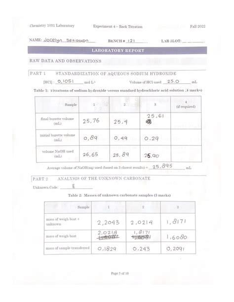 Chem 1051 Ex 4 Chem Lab Experiment 4 Chem 1051 Studocu