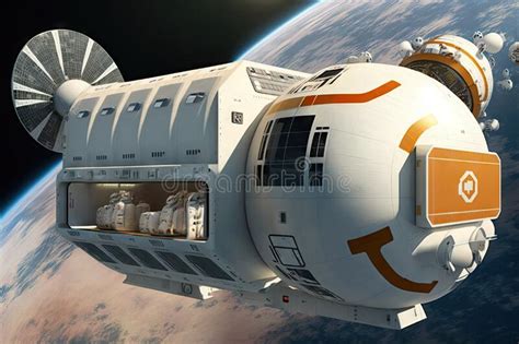 Autonomous Cargo Transportation System Transporting Goods To And From Space Station Stock