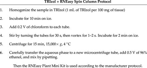Combined Trizol And Spin Column Rna Isolation Protocol Download
