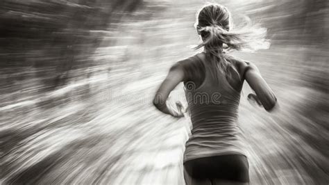 Woman Runner Speed Blurred Motion Forest Path Stock Illustration Illustration Of Active