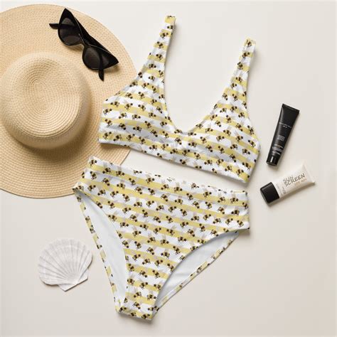 Honey Bee High Waisted Bikini Bumble Bees Bikini Full Coverage Bikini