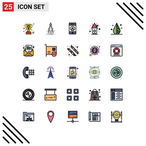 25 Universal Filled Line Flat Colors Set For Web And Mobile Applications Sweets Party