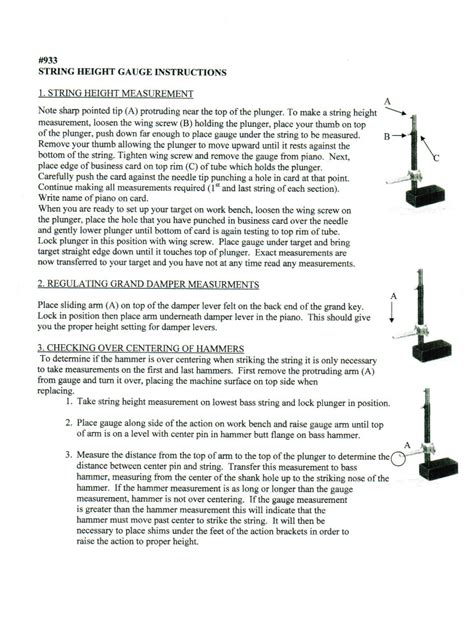 String Height Gauge Instruction Sheet