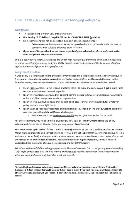3310 Assignment 2 2022 Page 1 Of 3 Comp3310 2022 Assignment 2 An