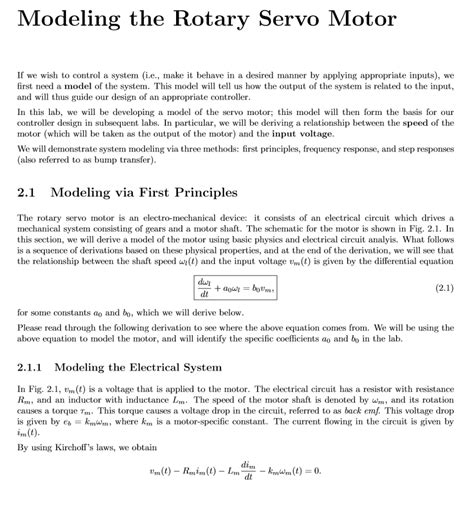 Modeling The Rotary Servo Motor If We Wish To Control Chegg Com