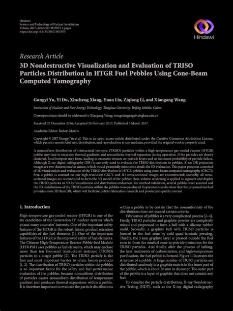 Pdf 3d Nondestructive Visualization And Evaluation Of Triso