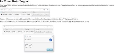 solved ice cream order program create a javafxgui