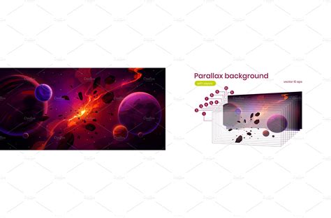 Parallax Background Planets In Outer Vector Graphics ~ Creative Market