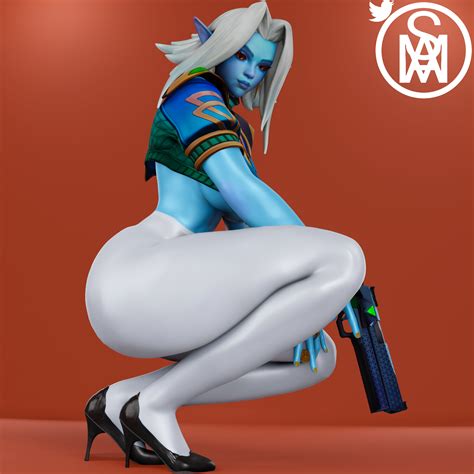 Rule 34 1girls 3d Blue Skinned Female Blue Skin Elf Gun Leggings