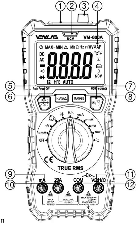 VENLAB VM600A Digital Multimeter User Manual