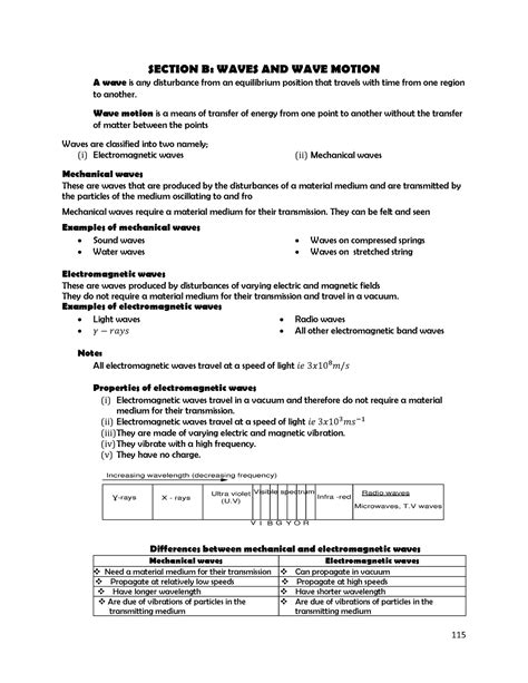 A Level Physics WAVE AND WAVE Motion SECTION B WAVES AND WAVE MOTION A Wave Is Any