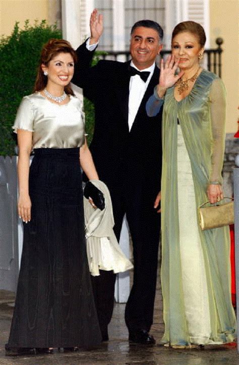 R L Farah Pahlavi Wife Of The Late Shah Of Iran With Her Son Prince Reza Pahlavi And His Wife