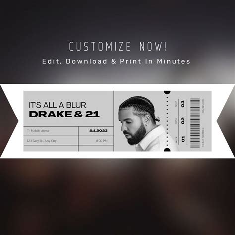 Its All A Blur Customizable Concert Ticket Drake Concert Ticket By