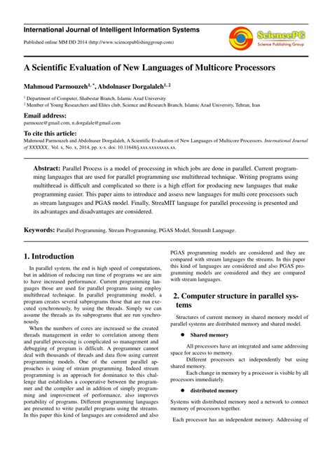 Pdf A Scientific Evaluation Of New Languages Of Multicore Processors