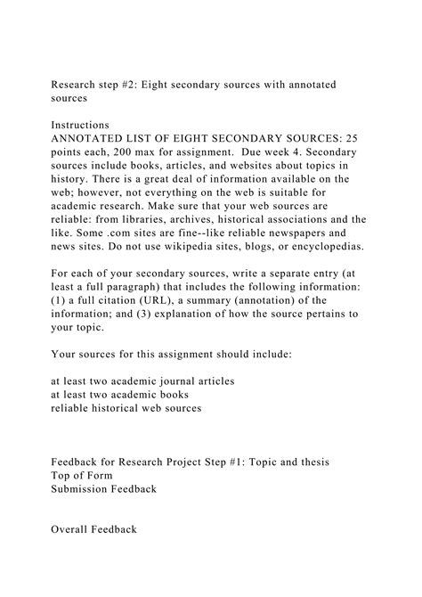 Research Step 2 Eight Secondary Sources With Annotated Sourcesdocx