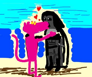 The Pink Panther Is Kissing Darth Vaders Mask Drawception