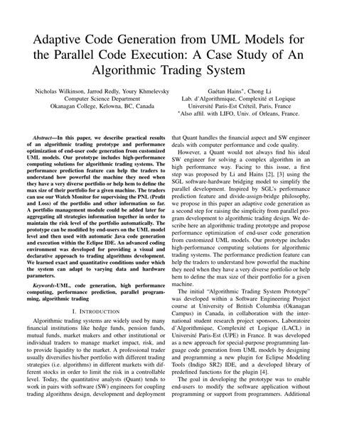 Pdf Adaptive Code Generation From Uml Models For The Parallel Code
