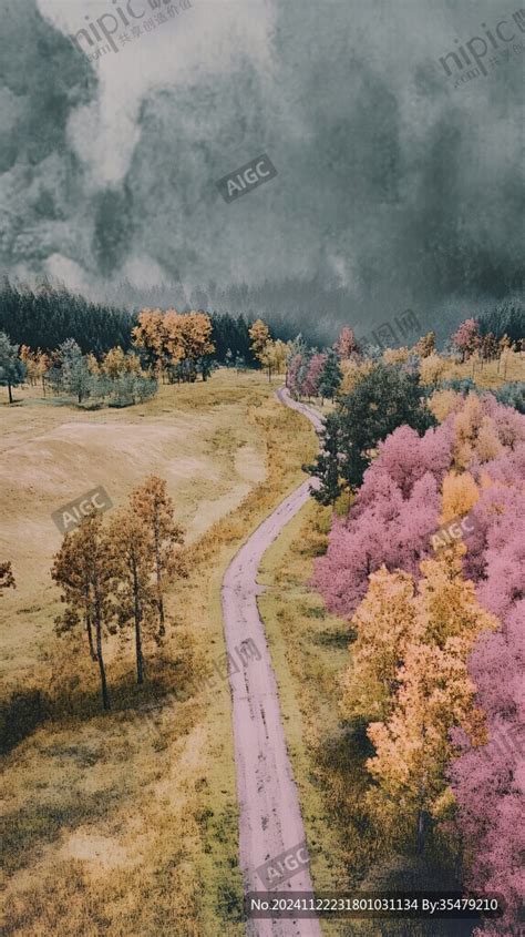 Ai创作图唯美秋天风景油画 线条美秋色风景 唯美秋景秋天小道 秋天美景秋天森林画 小道秋天唯美小路 唯美秋天小道 秋系油画风 油画般风景大片