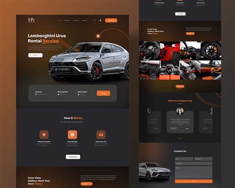 urus rental landing page ui design concept behance