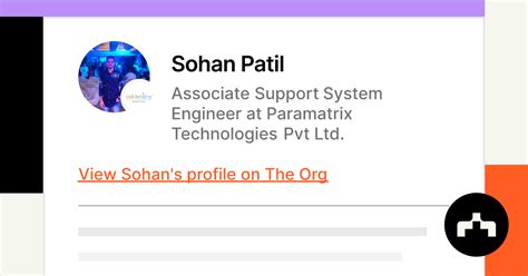 sohan patil associate support system engineer at paramatrix technologies pvt ltd the org