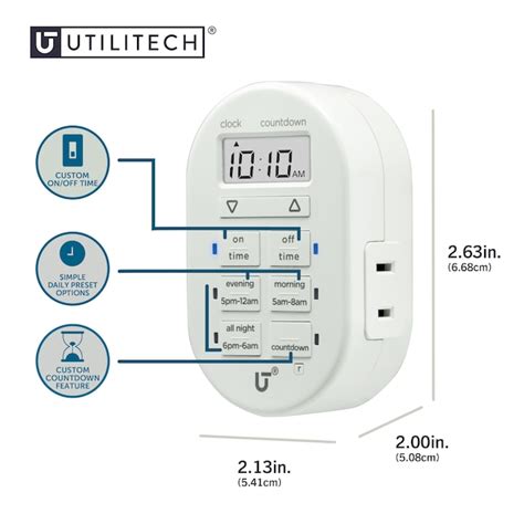 Utilitech 15 Amps 120 Volt Plug In Lighting Timer 78468 At Utilitech 15 Amps 120 Volt Plug In Lighting Timer 78468 At